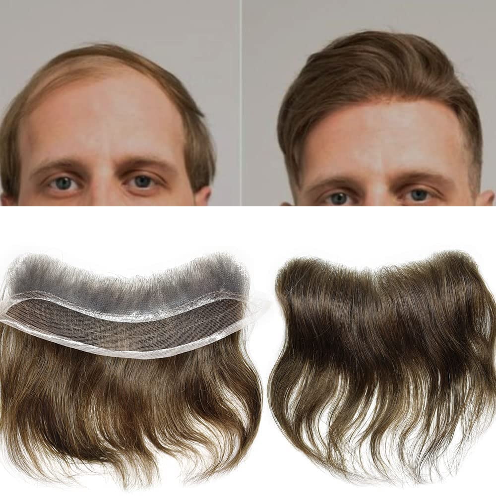 French Lace Front Mens Frontal Hairpiece for Receding Natural Hairline ...