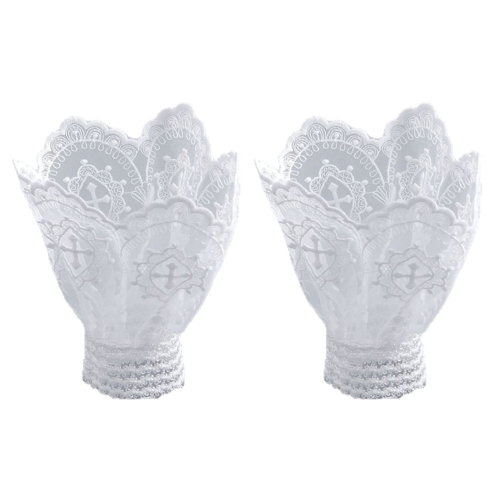 French Lace Trim Arm Covers Wrist Cuffs Sleeves For Women Dress Outfit ...