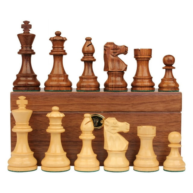 French Lardy Staunton Chess Set Acacia & Boxwood Pieces with Walnut ...