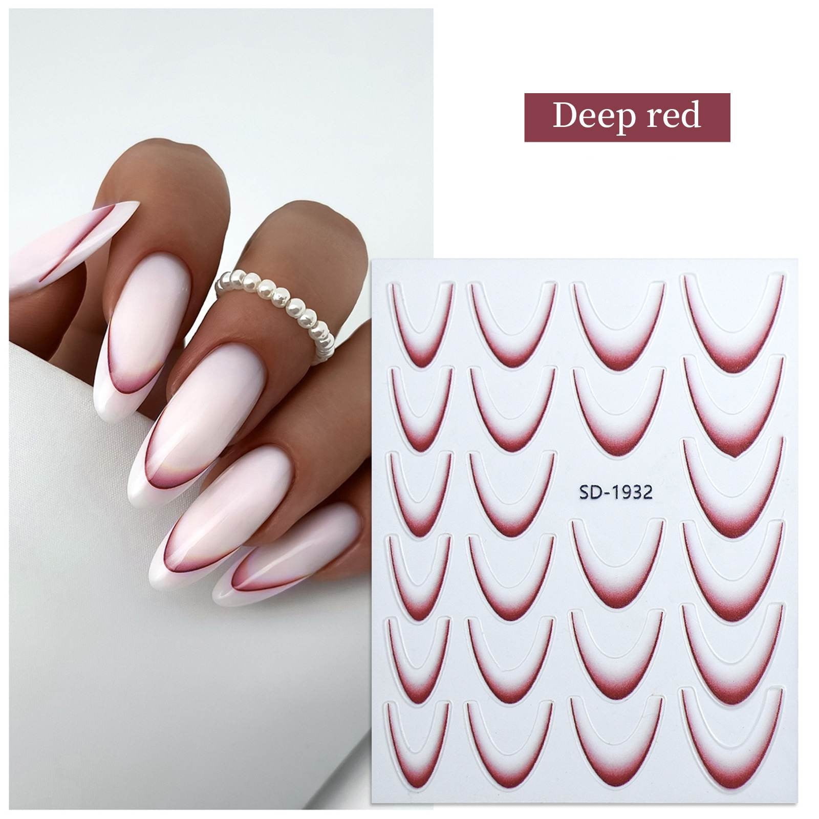 French Line Nail Art Stickers, 2024 Gradient Color French Tip Nail ...
