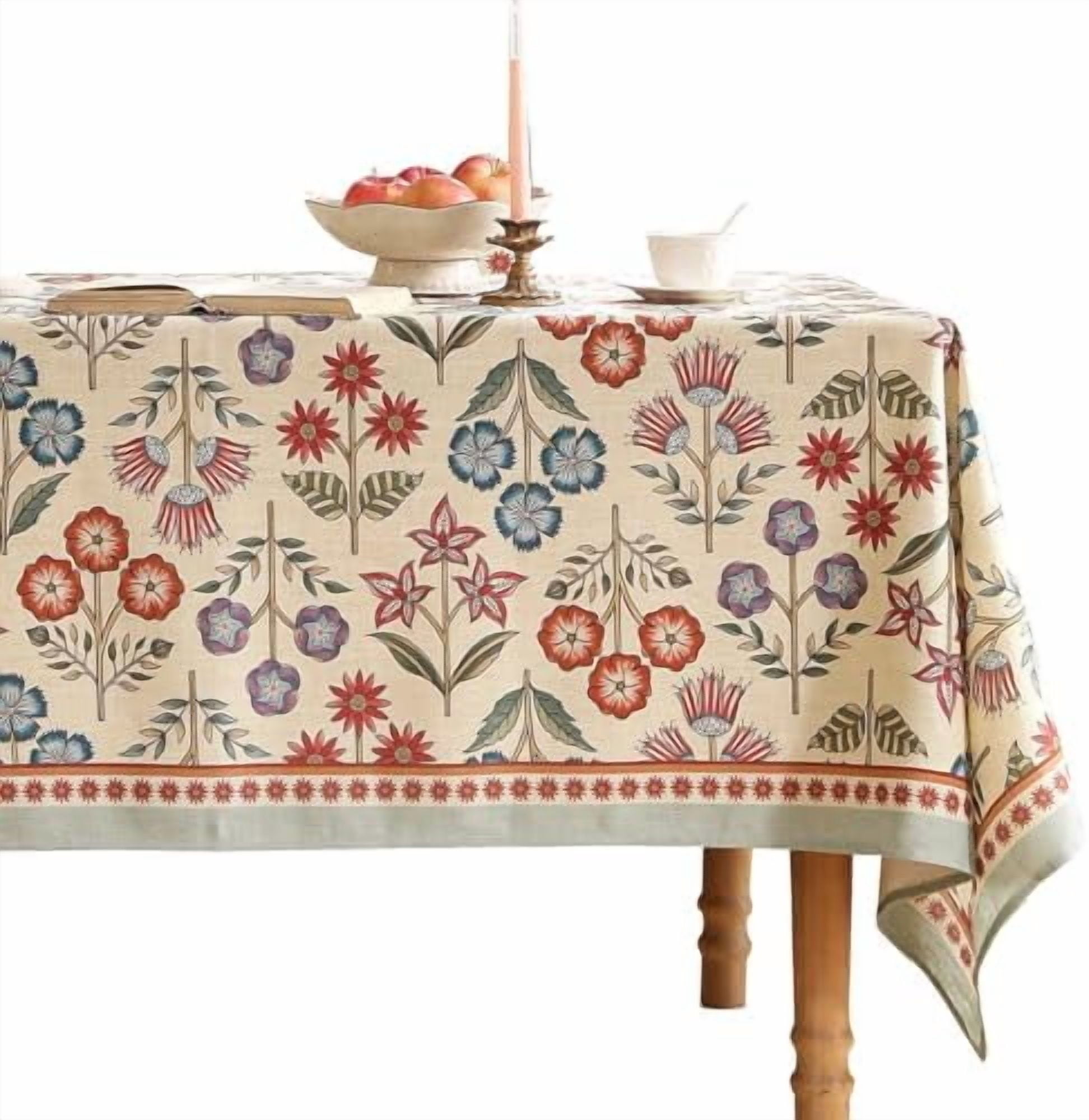 French Linen Extra Long Rectangle Tablecloth,Vintage Colorful Multiple ...