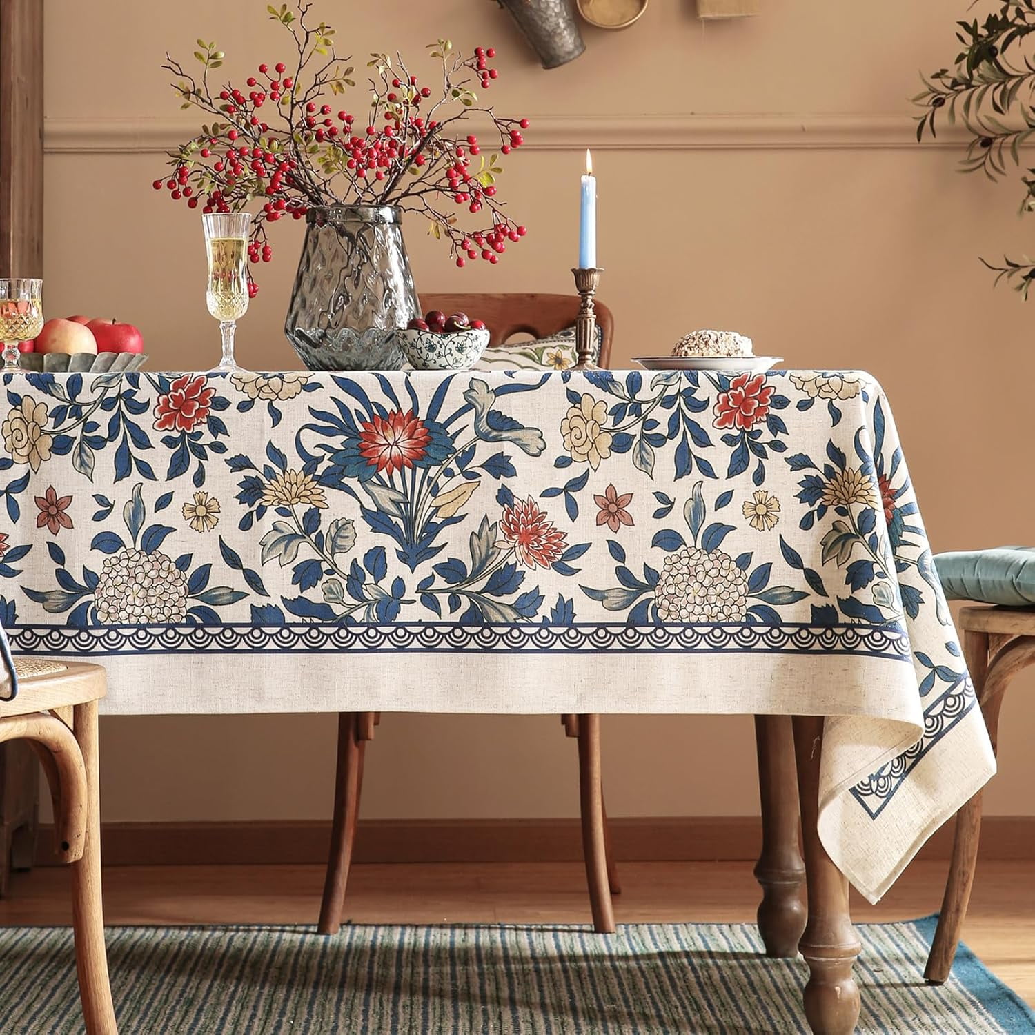 French Linen Pattern Tablecloth Soft Durable Floral Table Cloth ...