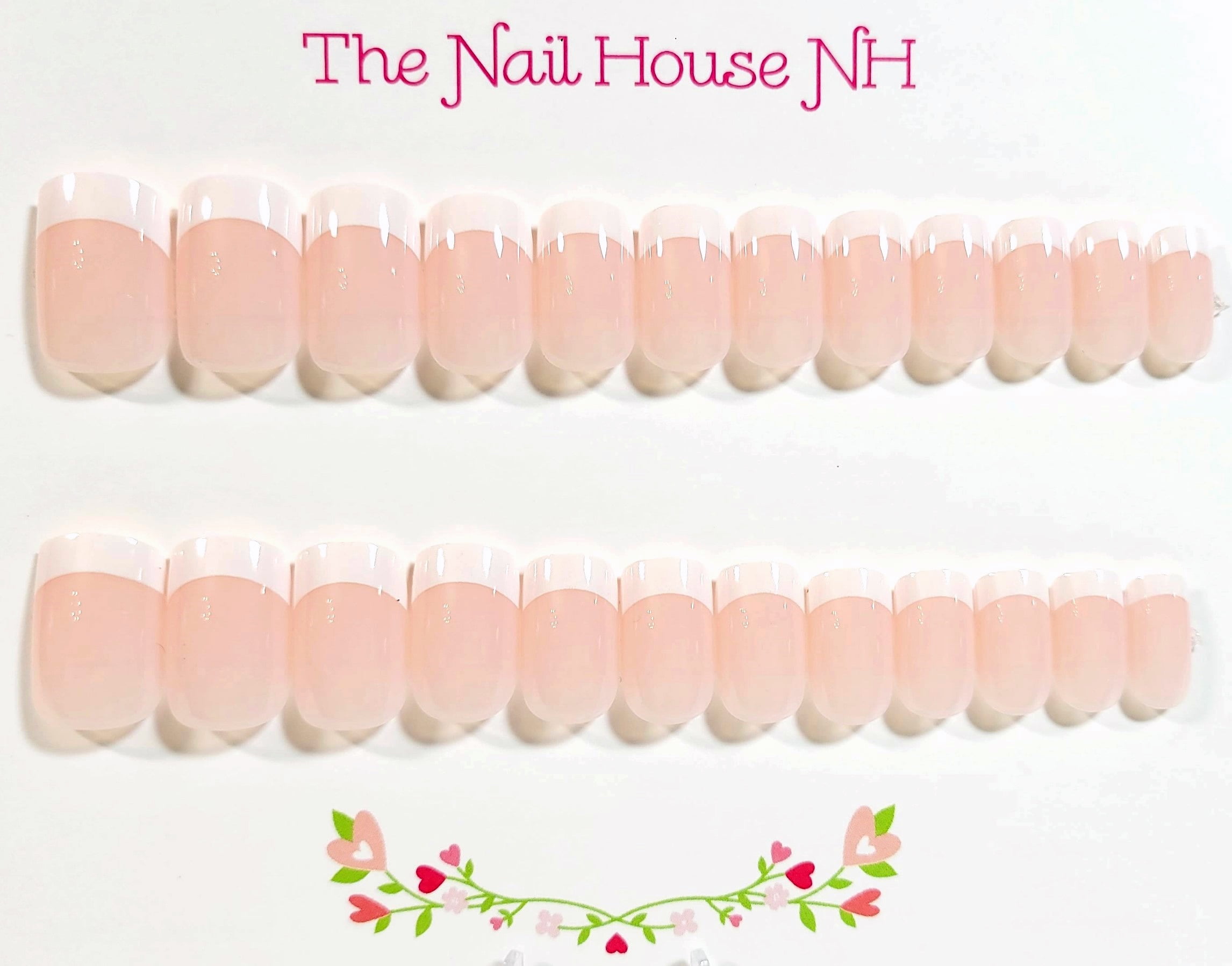 French Manicure No. 3 Short Square Press-On Nails By The Nail House NH ...