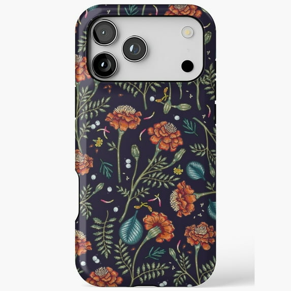 French Marigold Meadow Floral Design iPhone Case 11 through 17 Pro Max ...