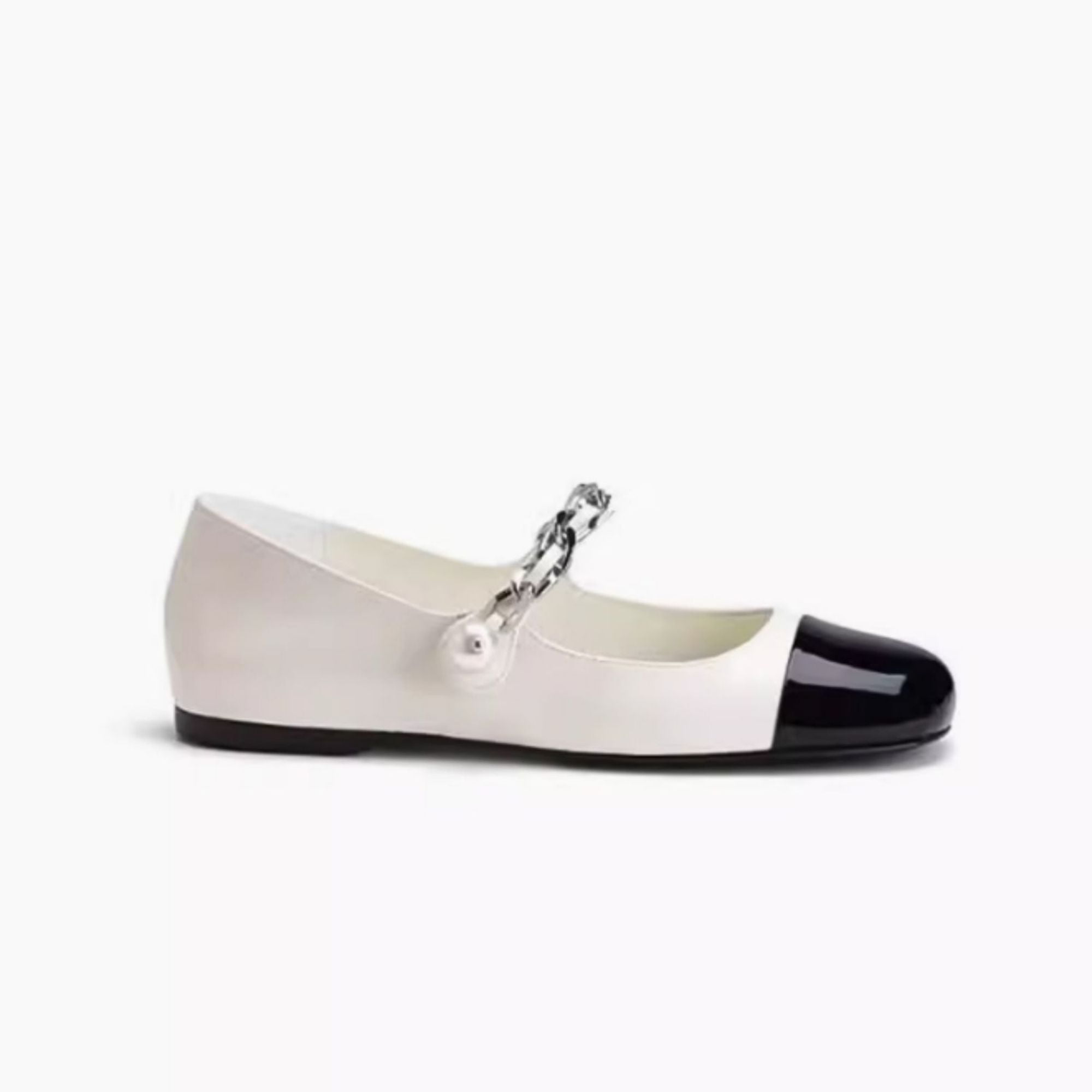French, Mary Jane shoes, pearls, one-word buckle, flats, large size ...