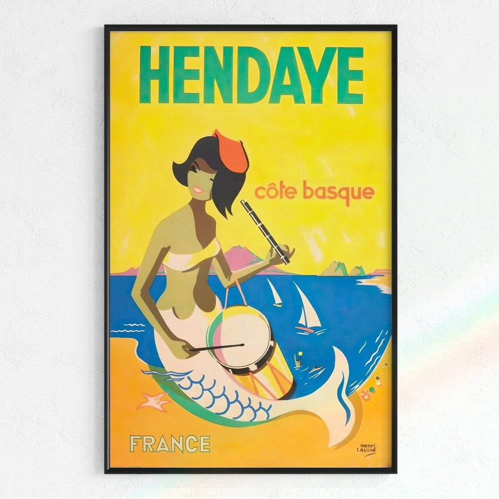 French Midcentury Mermaid Travel Poster Mermaid Print Travel Posters ...