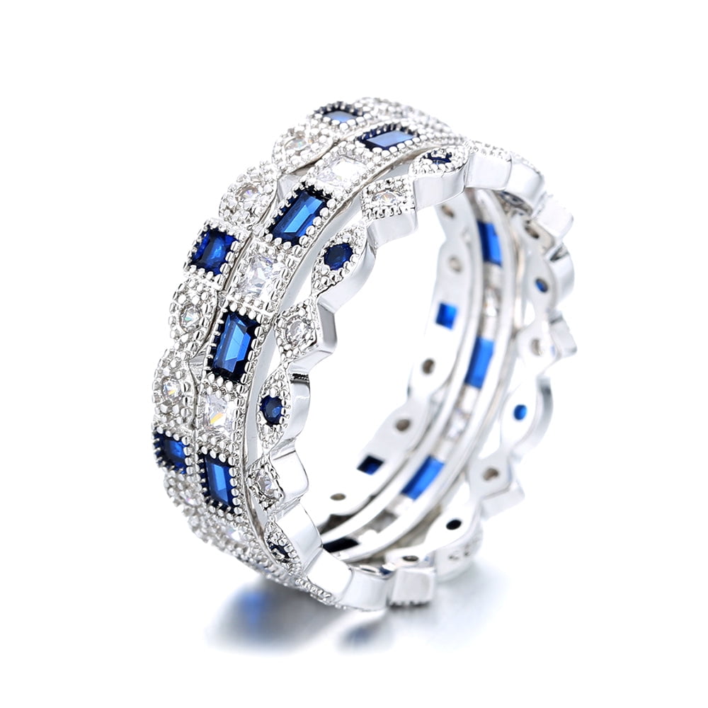 French Miligrain 3 piece Ring Set with crystals from Swarovski ...