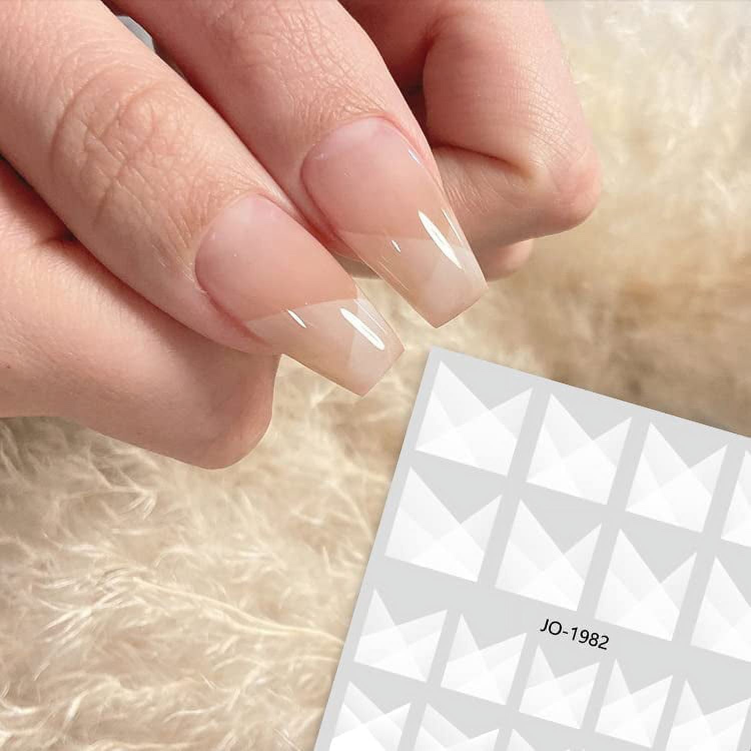 French Nail Art Sticker 6 Sheets 3D Self-Adhesive Translucent French ...