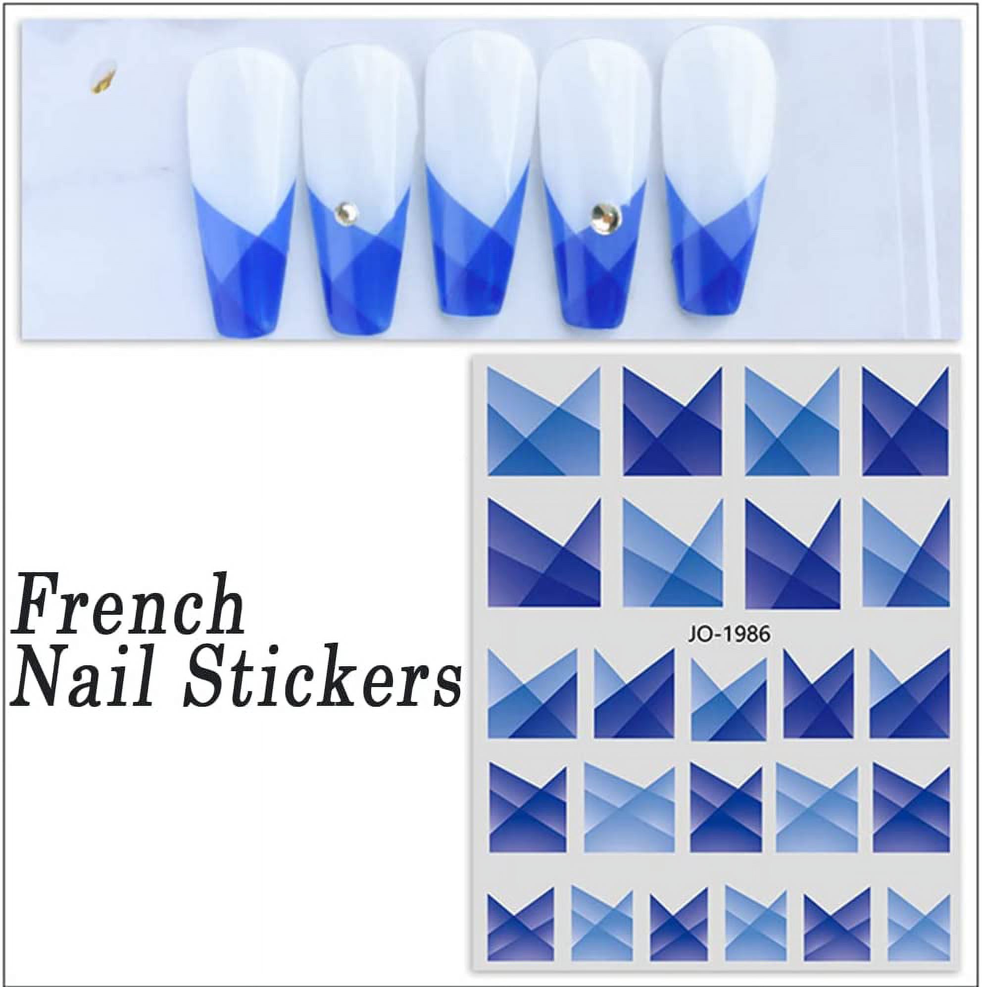 French Nail Art Stickers Decals for Women 6 Sheets 3D Self-Adhesive ...