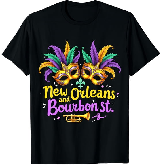 French New Orleans Mardi Gras Souvenir Graphic Crew Neck Short Sleeve T ...
