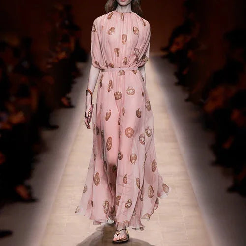 French Niche Women's Dresses Lotus Root Color Stunning Prints Swing ...