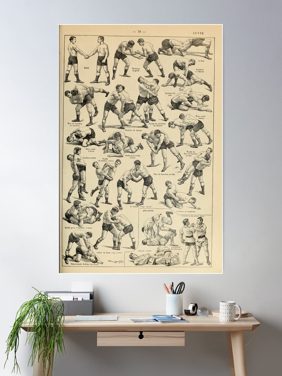 French Old School Wrestling Poster Wall Art, Modern Wall Decor For ...