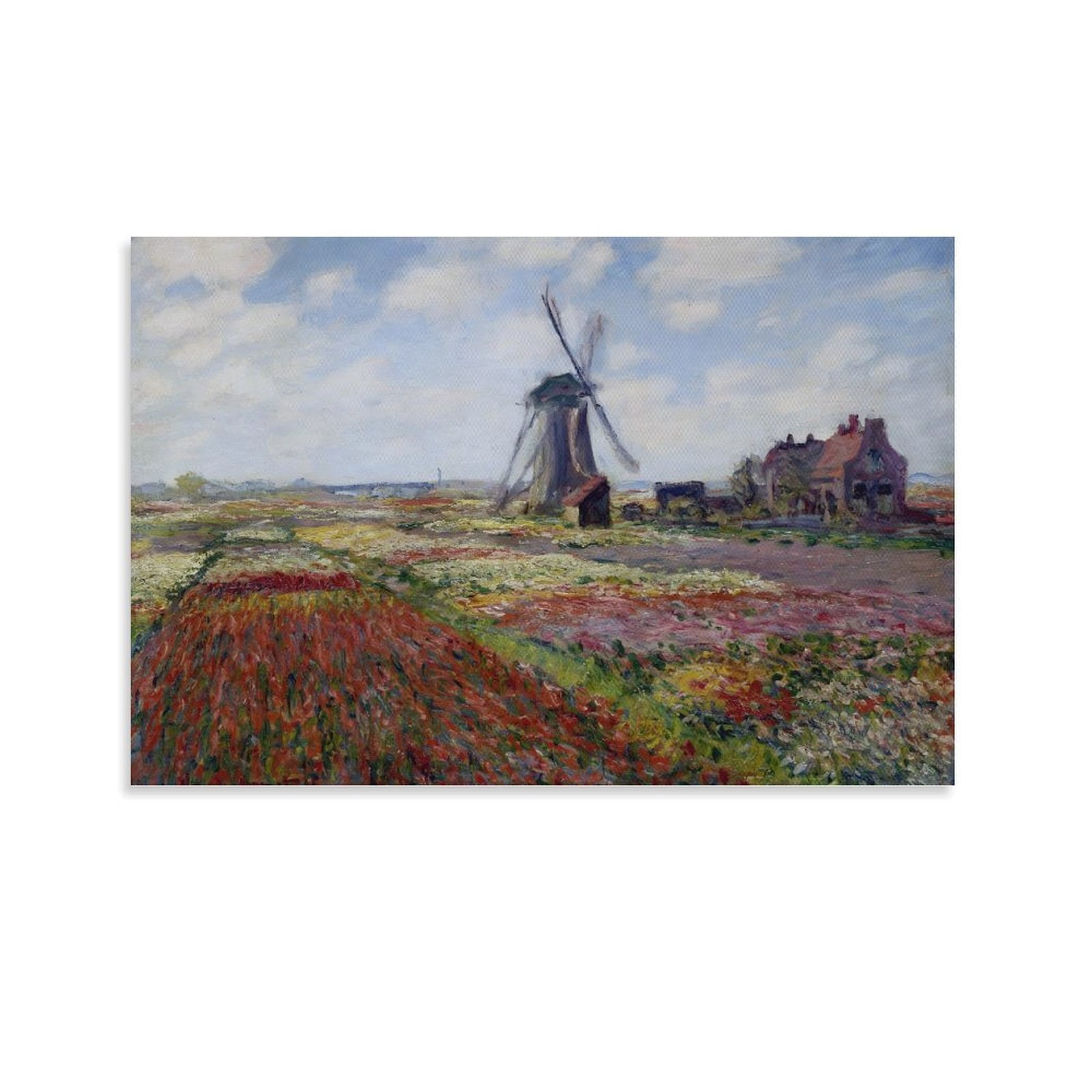 French Painter Claude Monet Poster with Tulips in A Field And A ...