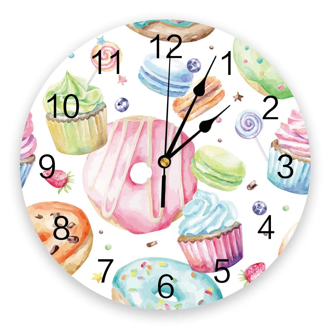 French Patisserie Macarons Wall Clock Large Modern Kitchen Dinning ...