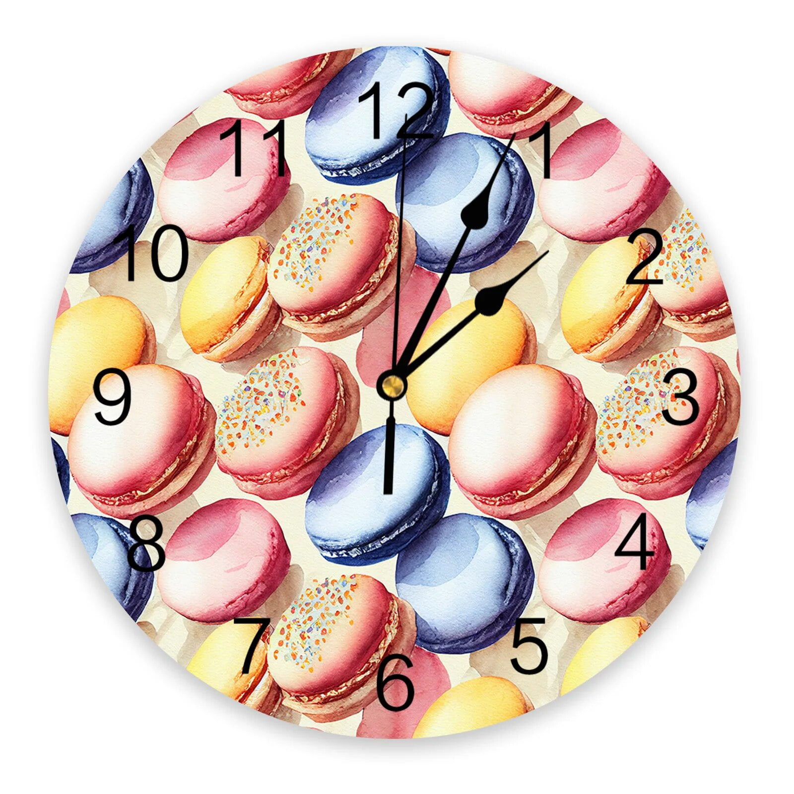 French Patisserie Macarons Wall Clock Large Modern Kitchen Dinning ...