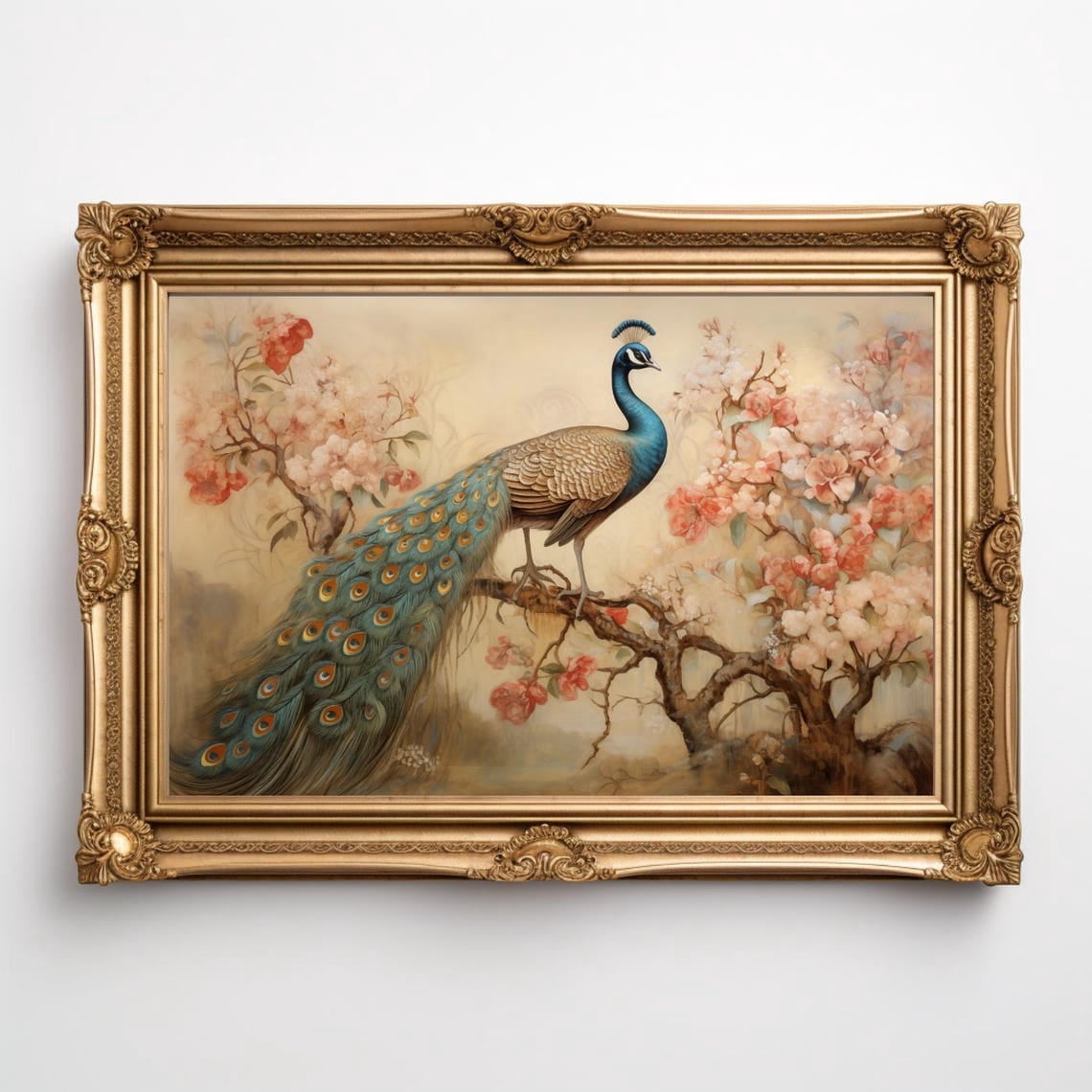 French Peacock Print Peacock Feather Wall Art Vintage Paris Art Nouveau ...