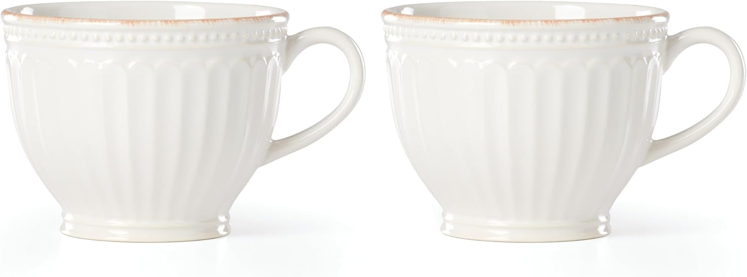 French Perle Groove 2-Piece Latte Mug Set, 2.30 LB, White - Walmart.com