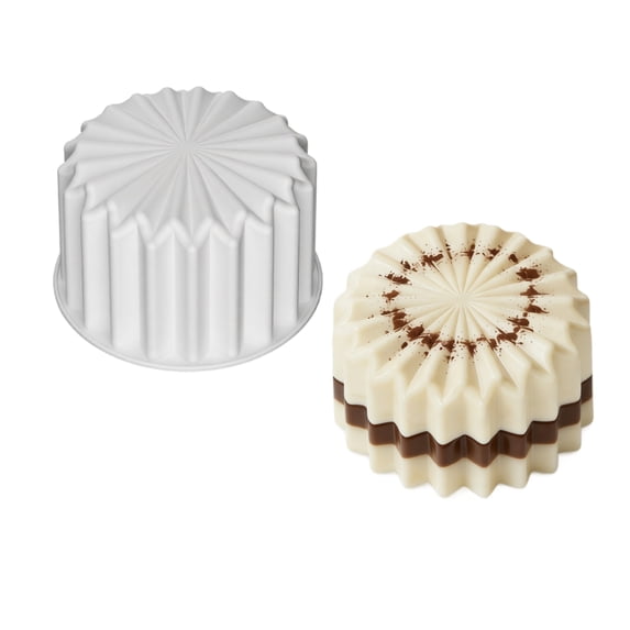 French Pleat Round Mousse Silicone Mold, Rhombus Design Baking Pan for ...