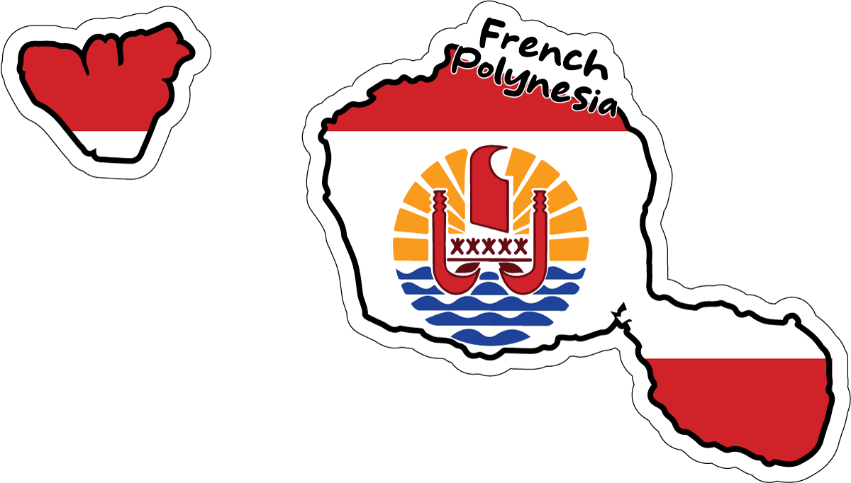 French Polynesia Map Flag Sticker Decal 4 Inches - 4 inch - Walmart.com