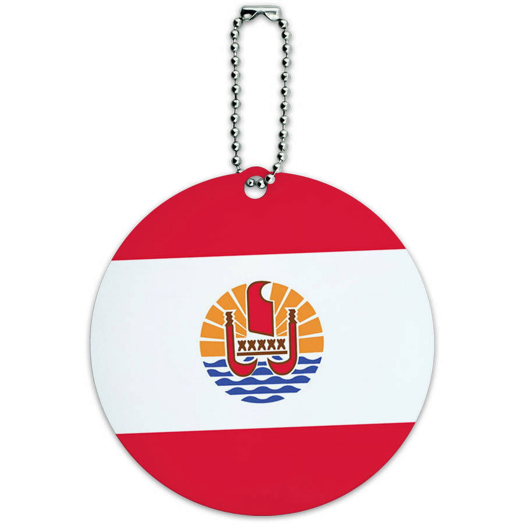 French Polynesia National Country Flag Round Luggage ID Tag Card for ...