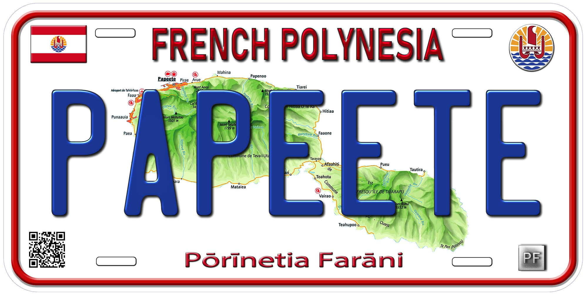 French Polynesia Papeete Custom Novelty Car License Plate - Walmart.com