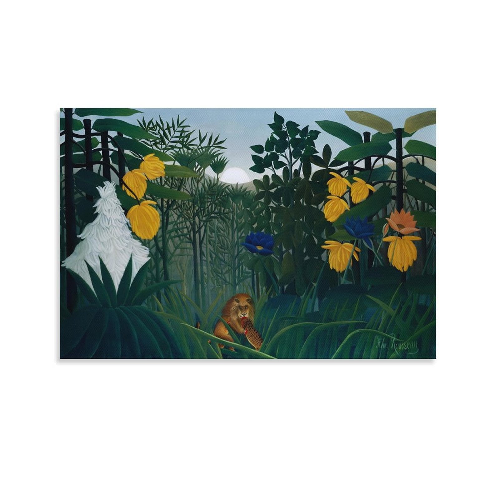 French Post-impressionist Painter Henri Rousseau Lion Poster Wall Art ...