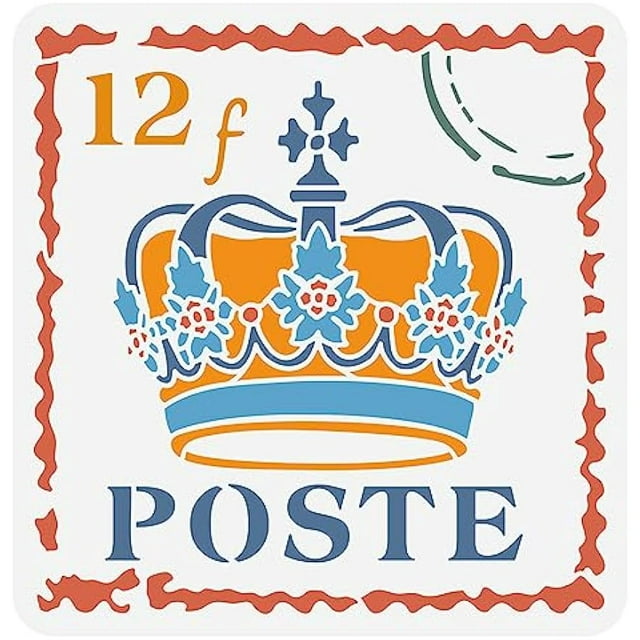 French Poste Stamp Stencil 11.8x11.8inch Vintage Poste Stamp Design ...