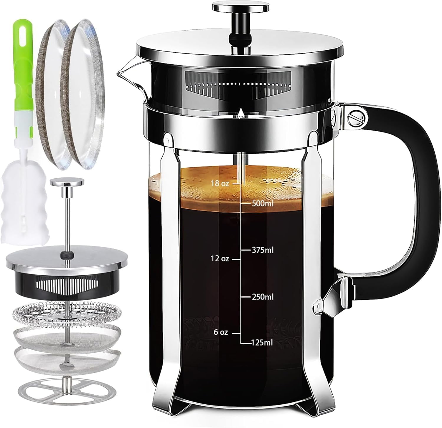 French Press Coffee Maker 304 Stainless Steel Coffee Press,with 4 ...