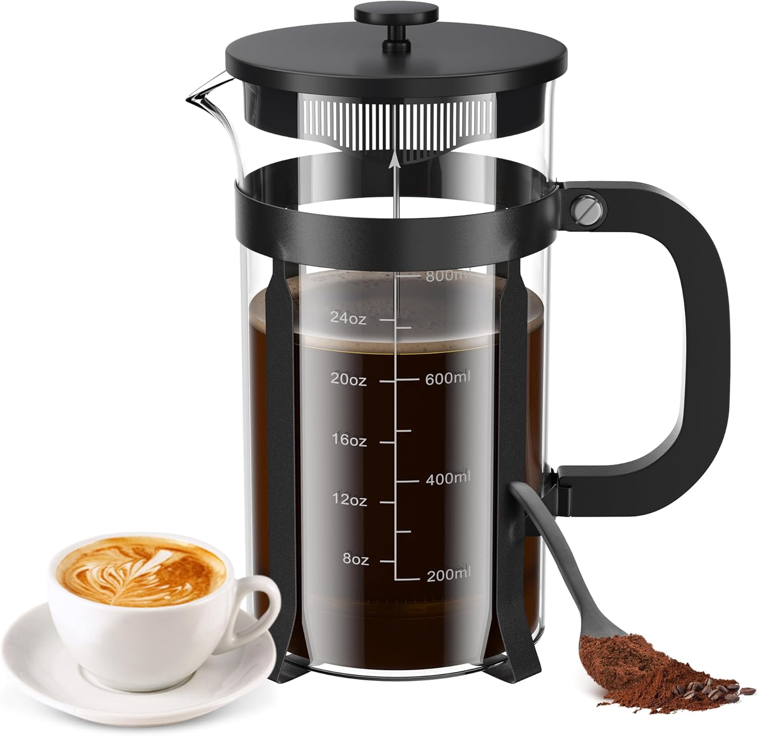 French Press Coffee Maker, 34 Ounce 1 Liter, Stainless Steel, Cold Brew ...