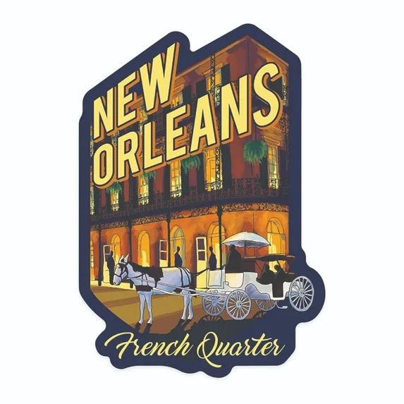 French Quarter New Orleans Louisiana Sticker Phone Decal Water Bottle ...