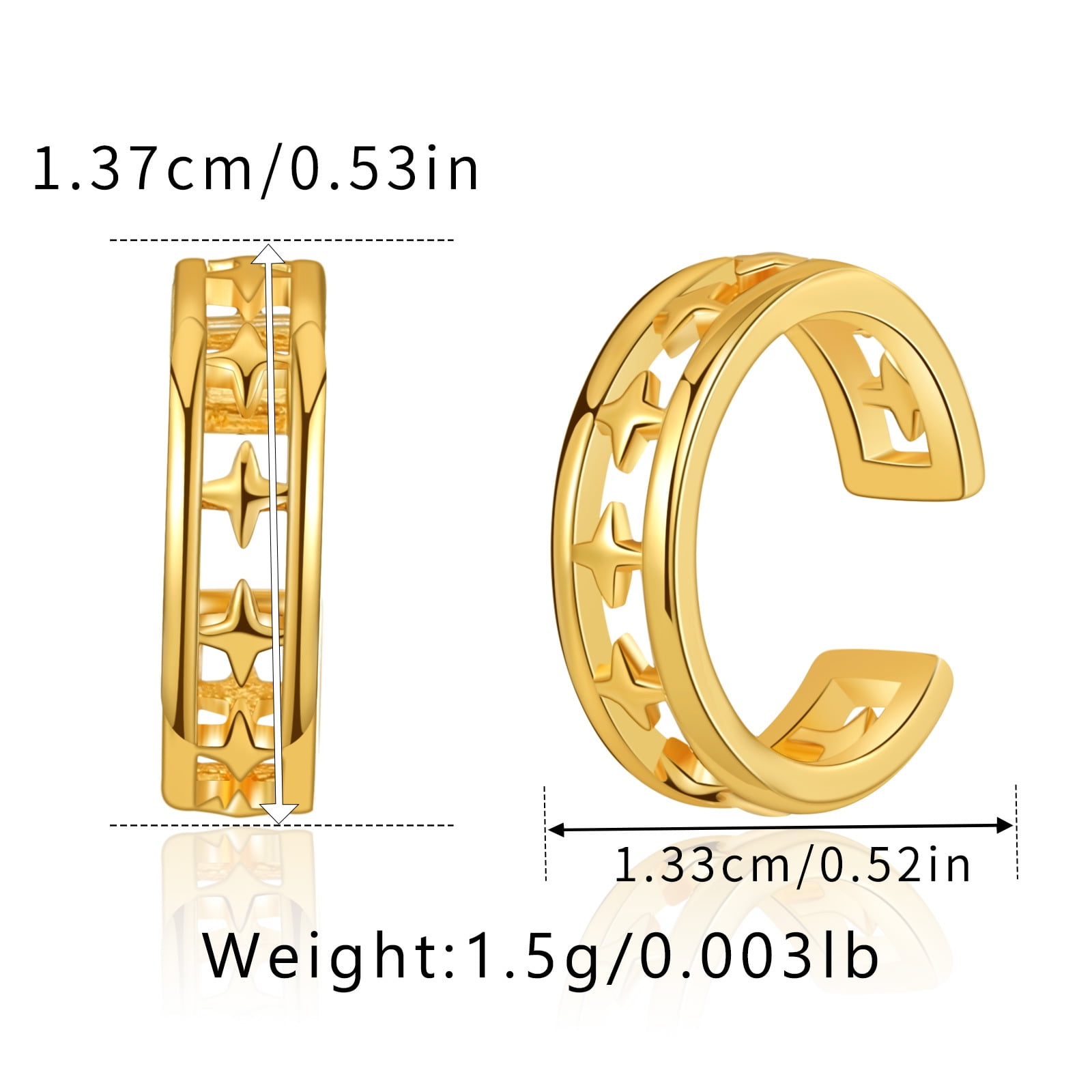 French Retro Metal Texture Non-Pierced Ear Bone Clip Copper Plating 18K ...