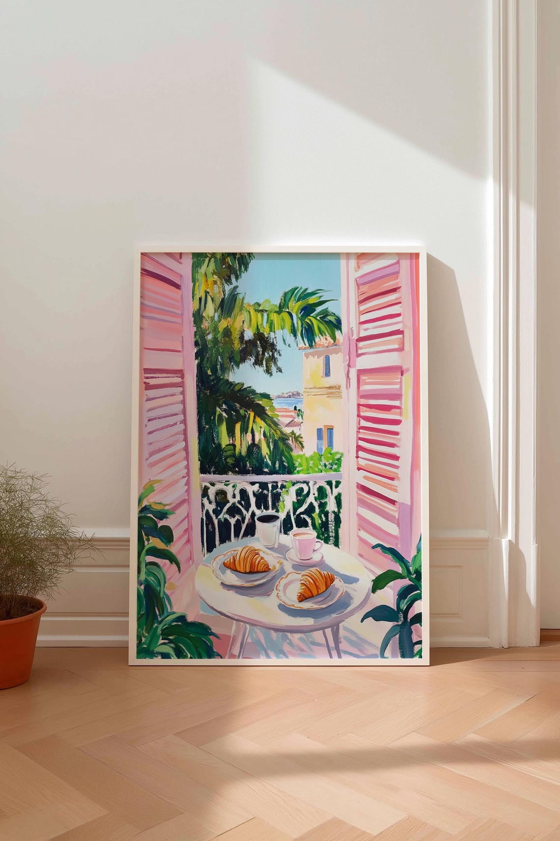 French Riviera Balcony Print, Mediterranean Coastal Art UNFRAMED Poster ...