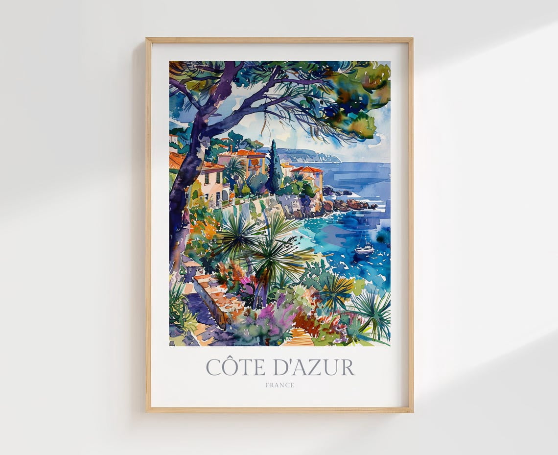 French Riviera C Te D Azur Wall Art France Poster, Unframed Size 8x12 ...