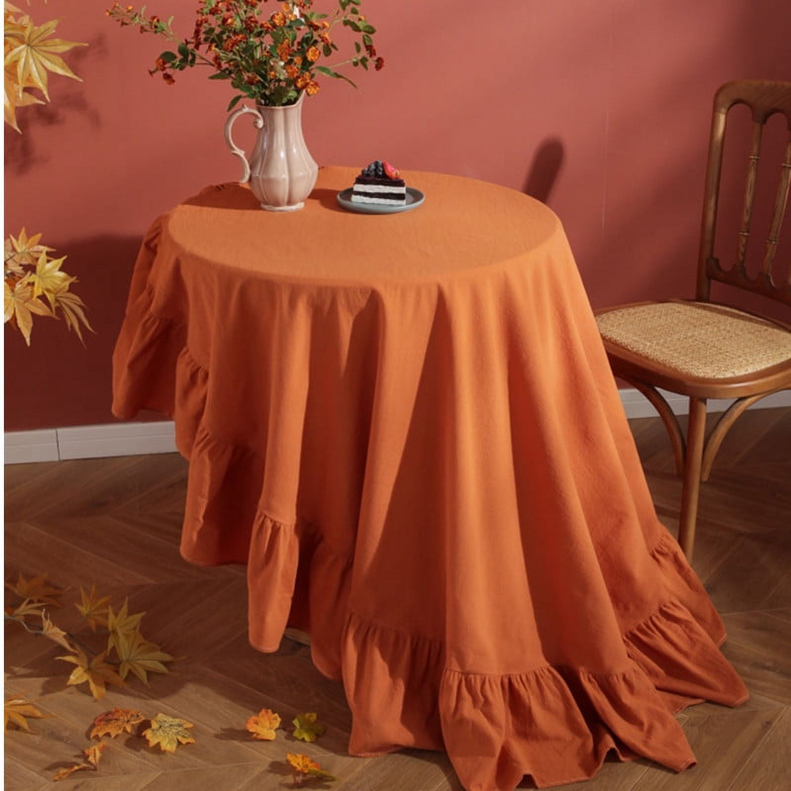 French Romantic Simple Ruffle Tablecloth Cotton Linen Table Cover ...