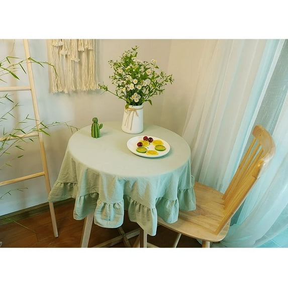French Romantic Simple Ruffle Tablecloth Cotton Linen Table Cover ...