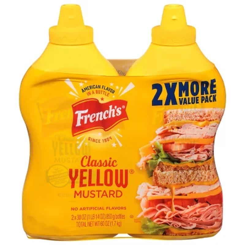 French'S 100% Natural Classic Yellow Mustard 30 Oz., 2 Pk. - Walmart.com