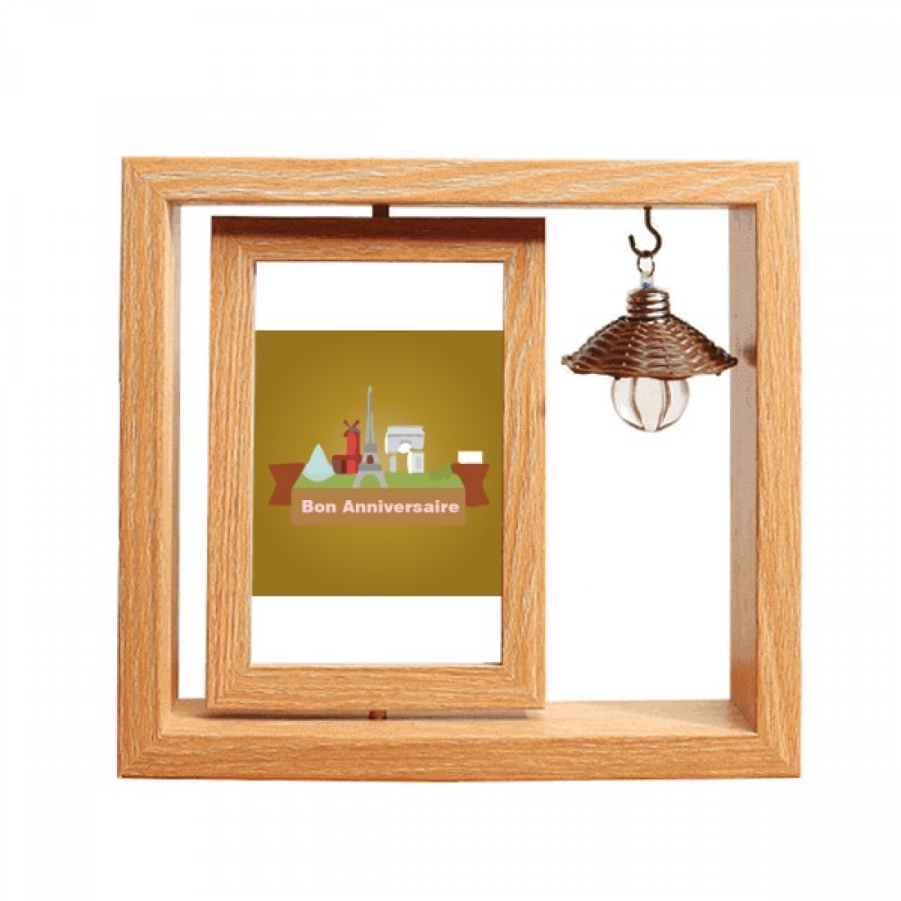 French Scenery Birthday Greetings Wooden Rotating Picture Photo Frame ...
