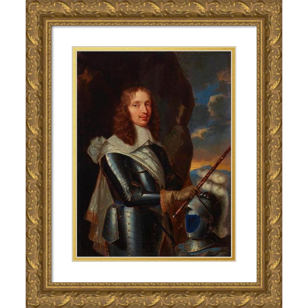 French School 12x14 Gold Ornate Wood Frame and Double Matted Museum Art ...