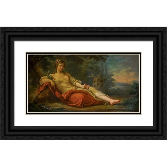 French School 14x9 Black Ornate Wood Framed Double Matted Museum Art ...