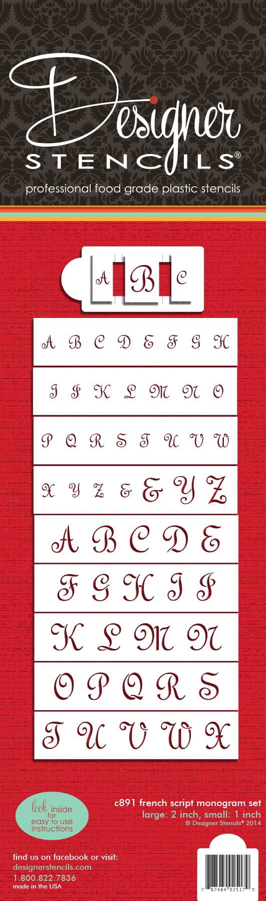 French Script Monogram Cake Stencil Set by Designer Stencils - Walmart.com