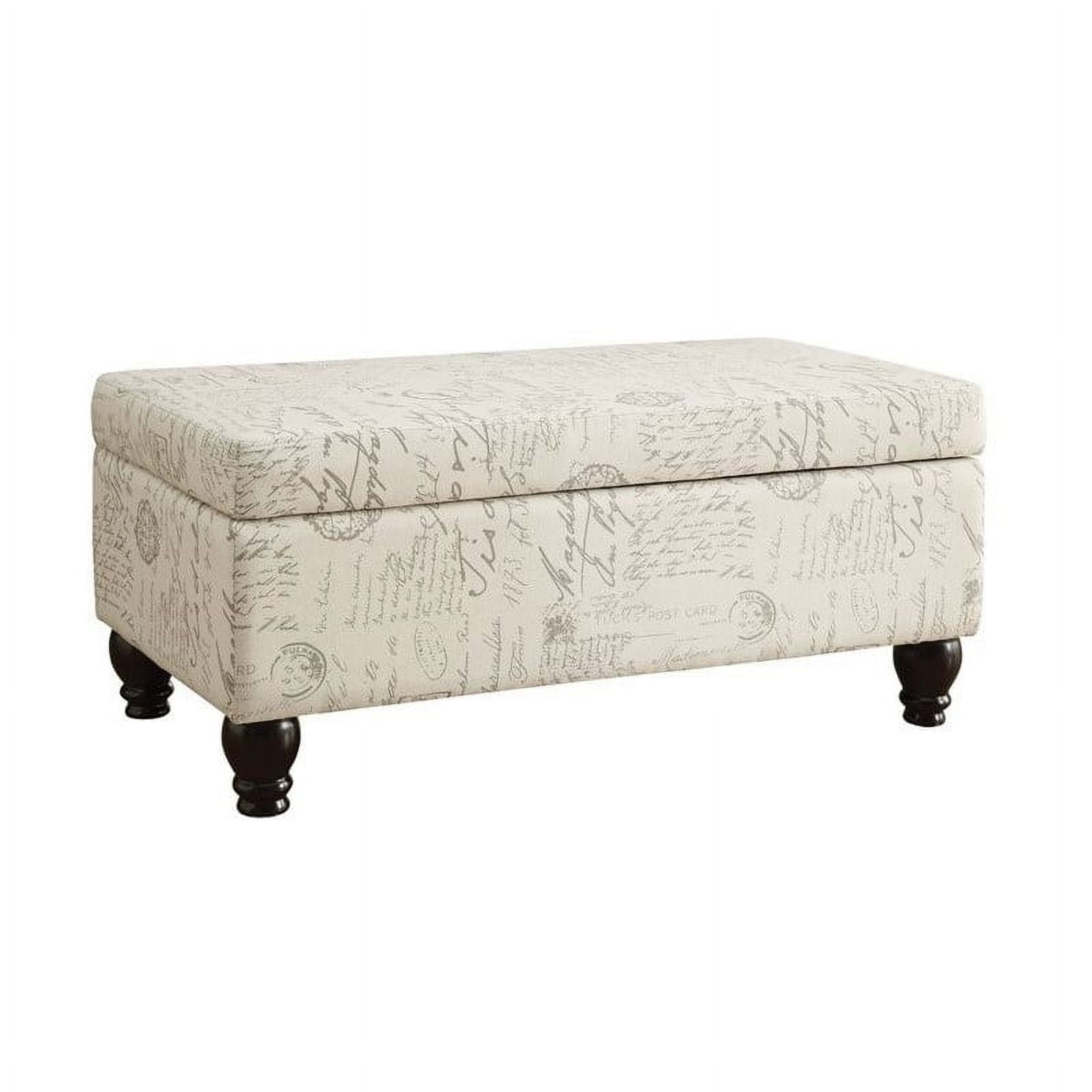 French Script Storage Bench Off White and Grey - Walmart.com