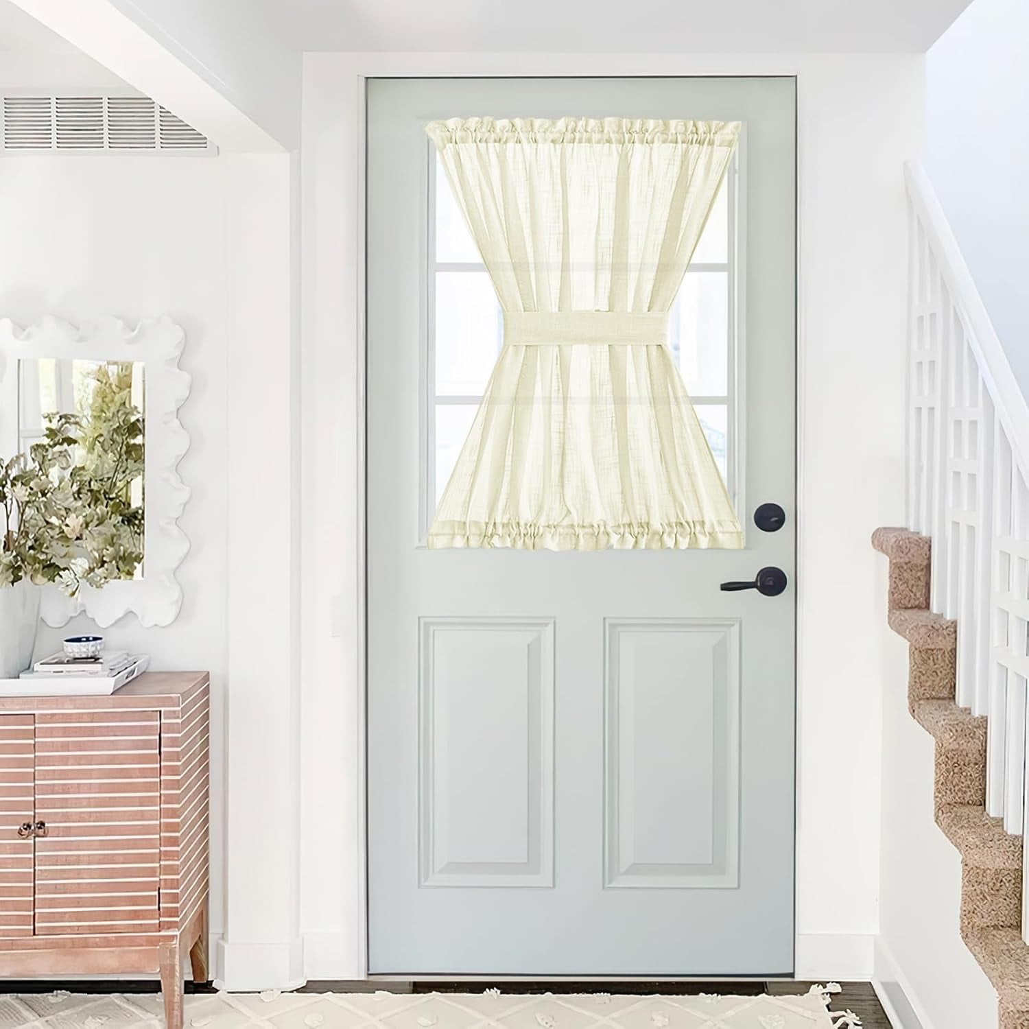 French Sheer Door Panel - Translucent Privacy Sheer with Light Filter ...