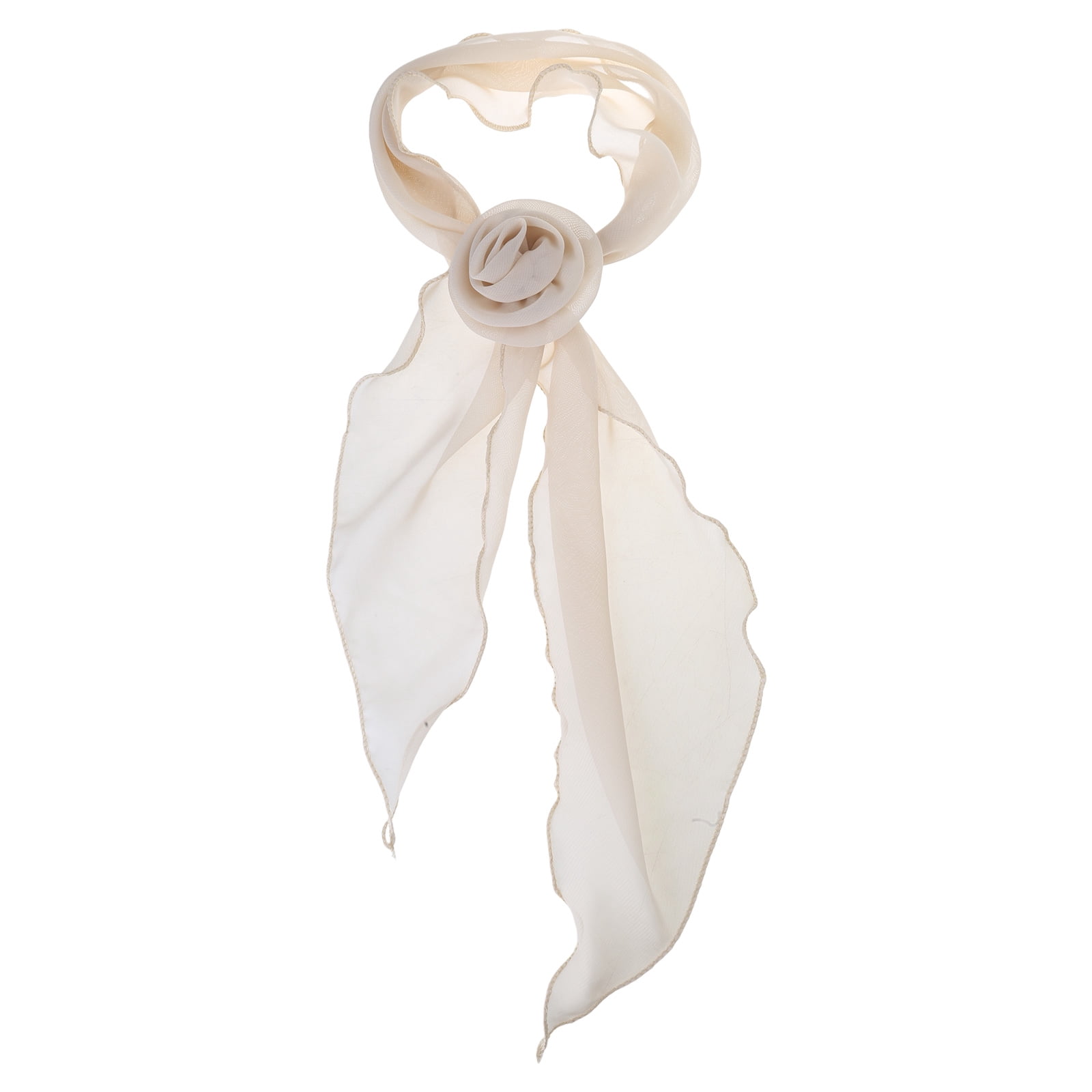 French Silk Scarf for Female with Detachable Rose Flower Elegant Hand ...