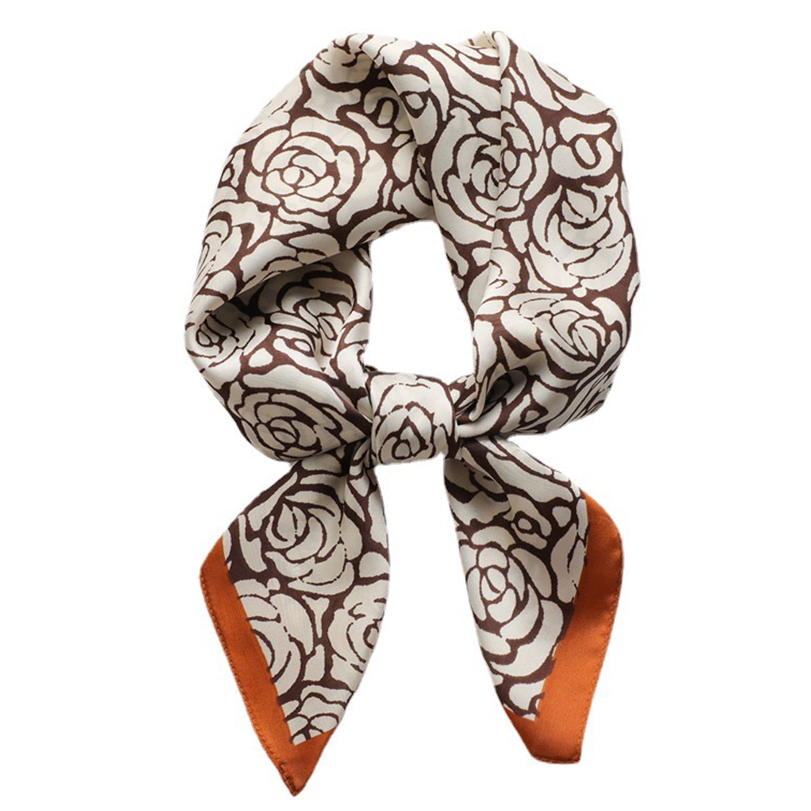 French Silk Scarf with Flower Pattern Multipurpose Neck Wrap Square ...
