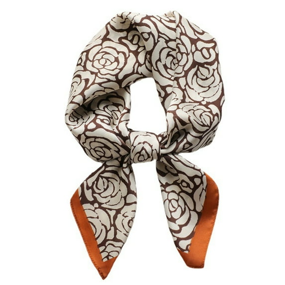 French Silk Scarf with Flower Pattern Multipurpose Neck Wrap Square ...