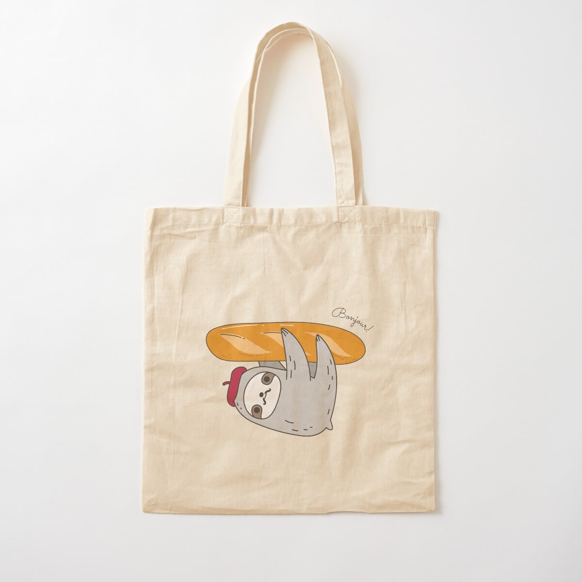 French Sloth With Baguette Cotton Tote Bag Canvas Tote Bag, Family Gift ...