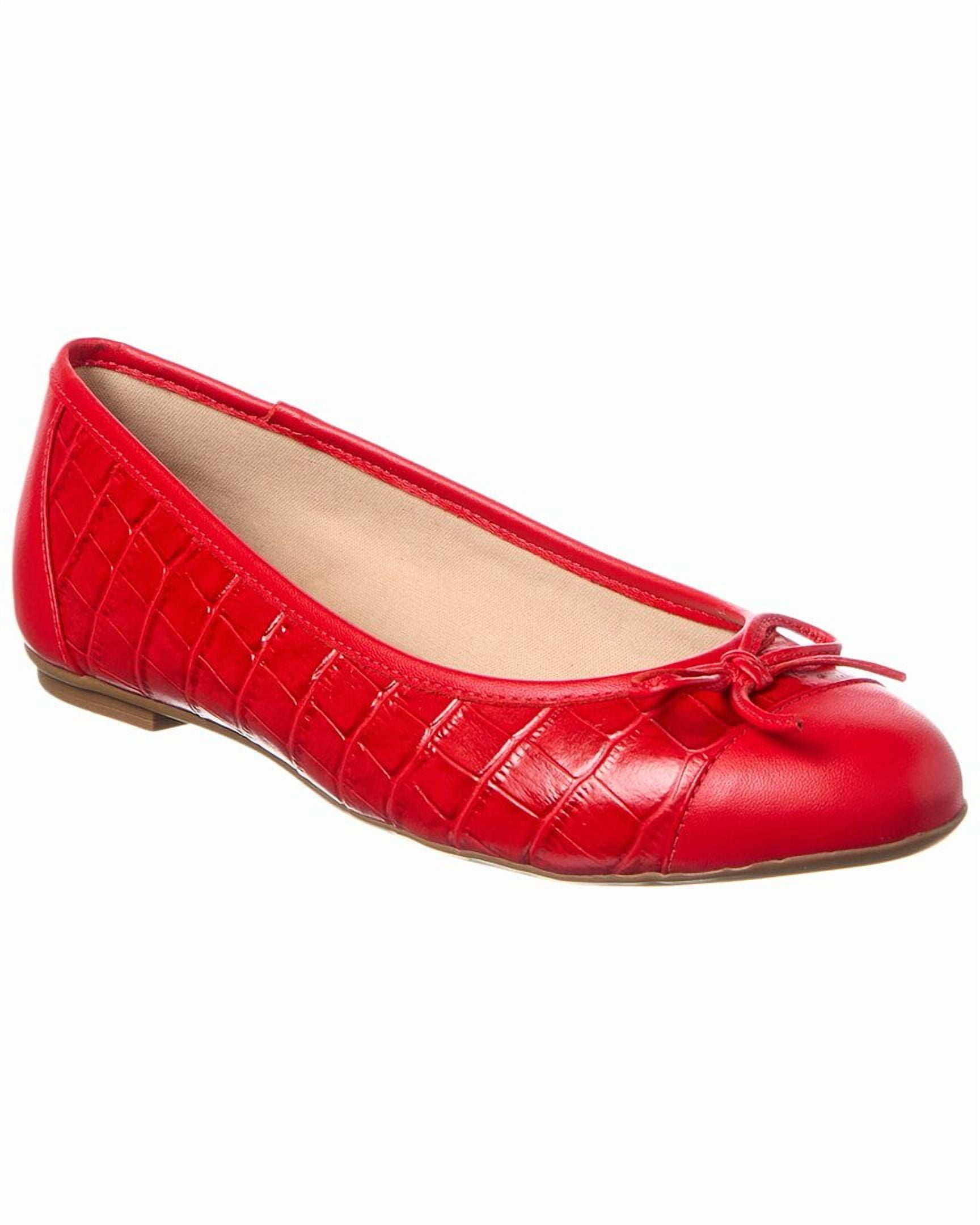 French Sole Cordelia Croc-Embossed Leather Flat, 7, Red - Walmart.com