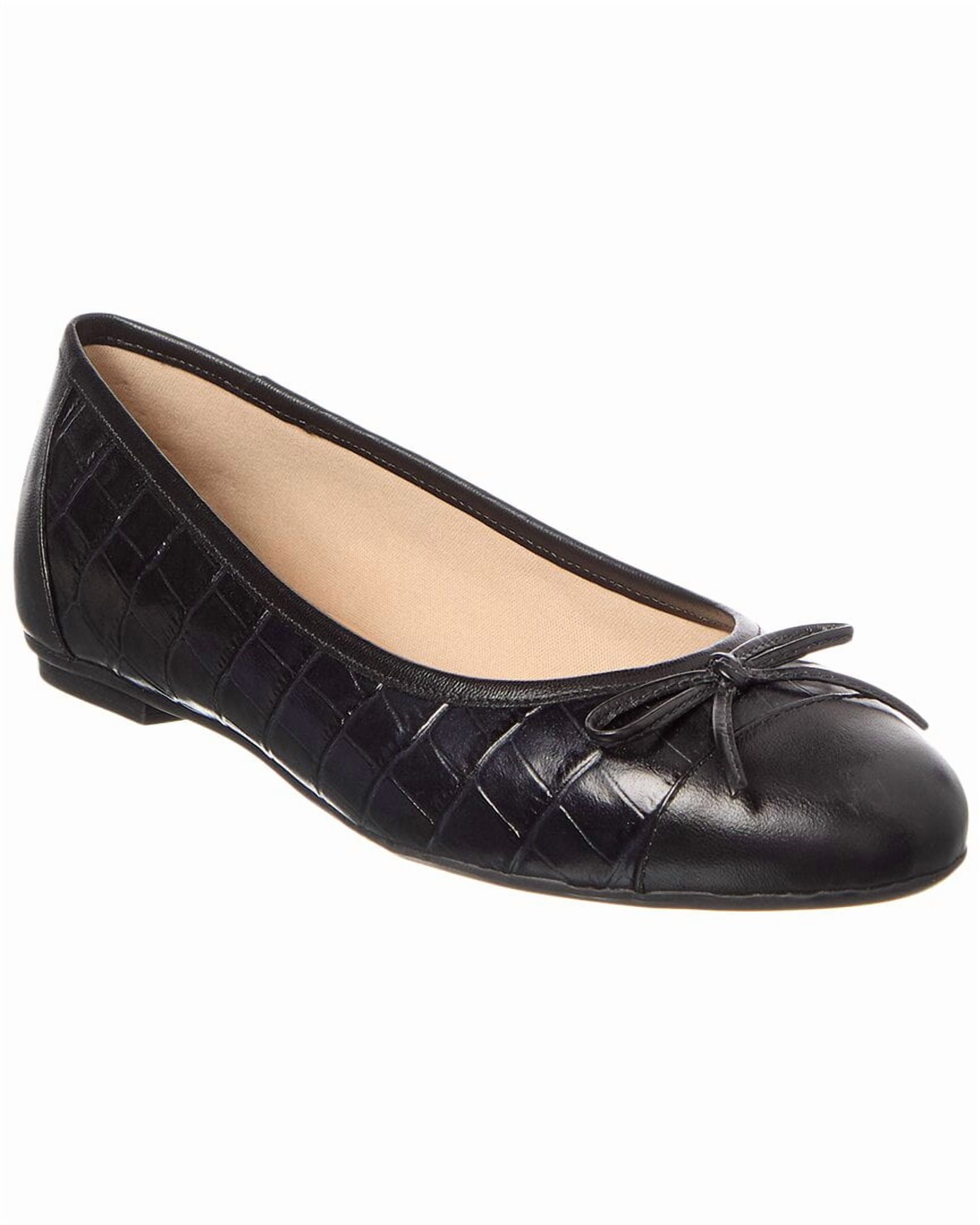 French Sole Cordelia Croc-Embossed Leather Flat, 8, Black - Walmart.com