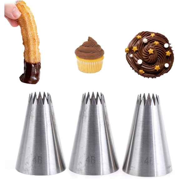 French Star Piping Tip 4B，Large 4B Icing Tip for Shells,Border, Waves ...