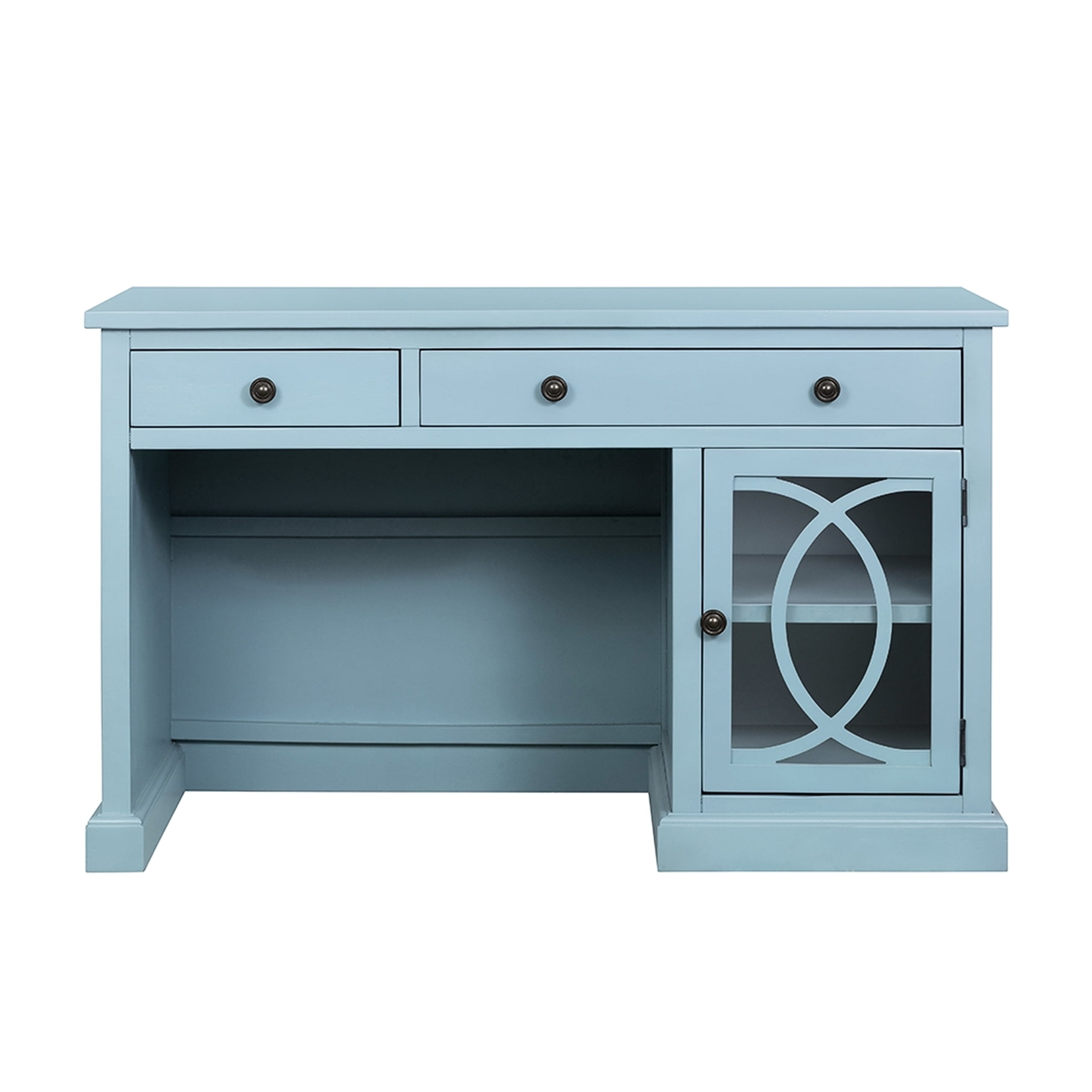 French Style Blue Desk With 2 Drawers And Half-circle Document Cabinet ...
